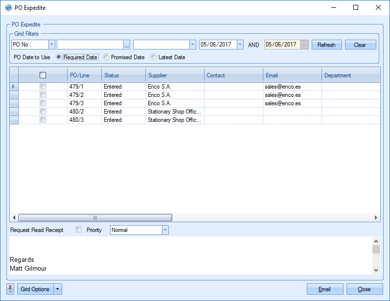 Suppliers > Purchasing