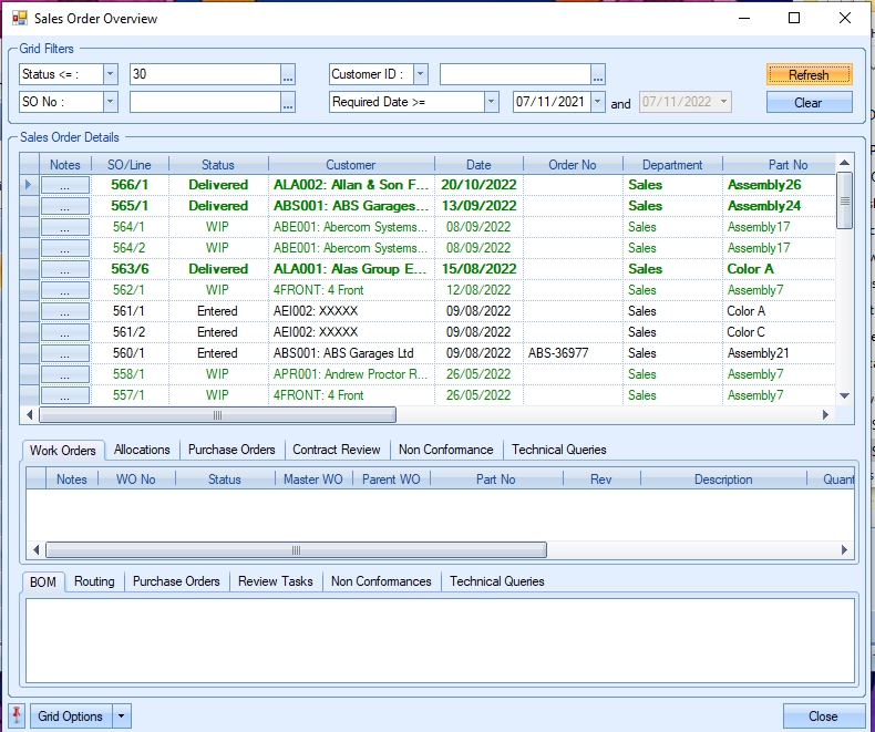 Customers > Sales Orders